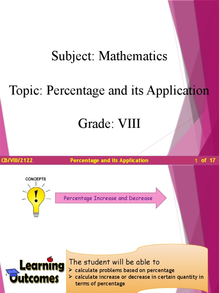 3 - CBSE - VIII - Math - Percentage and Its Applications | PDF ...