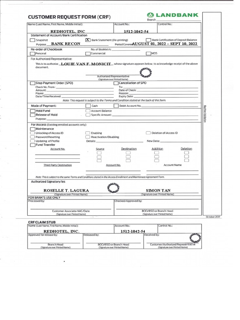 Landbank CRF Front Word | PDF
