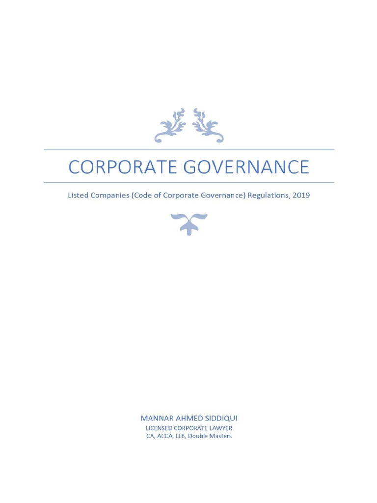 Corporate Governance - Summary Notes by Mannar Siddiqui - Advanced ...