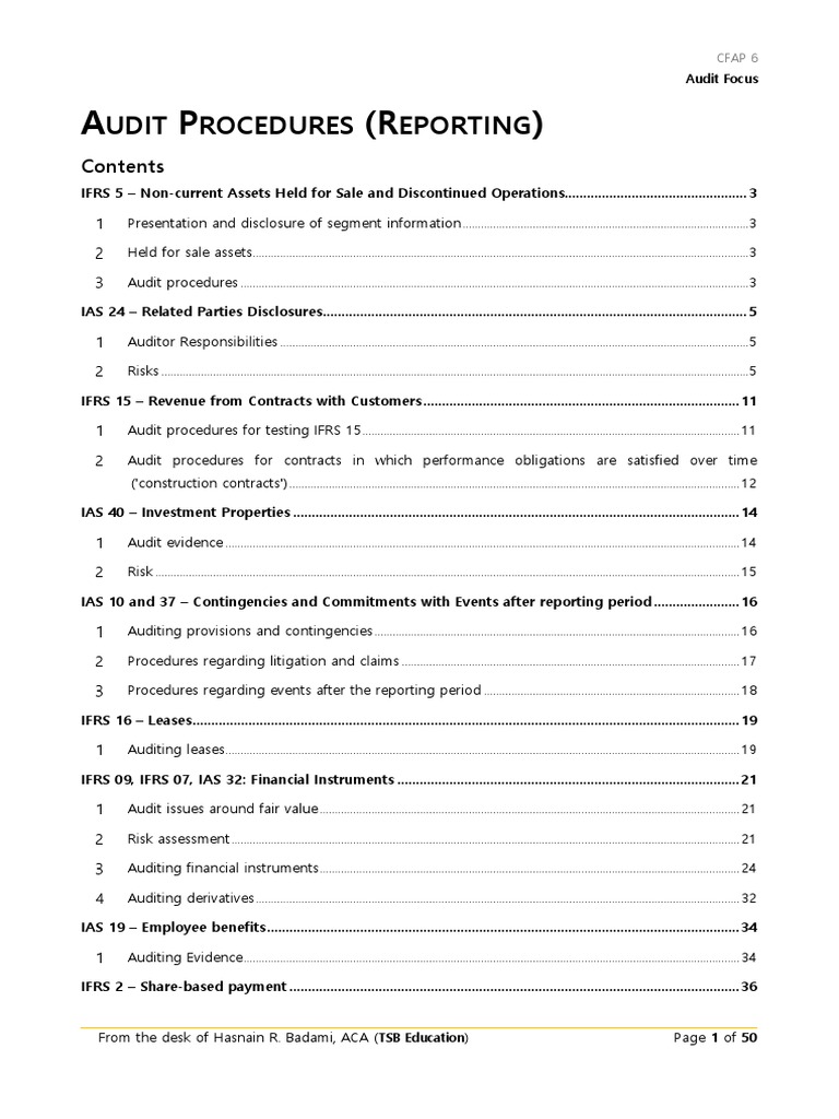 CFAP 6 - Audit Procedures (Fin. Reporting) PDF | PDF | Fair Value | Audit