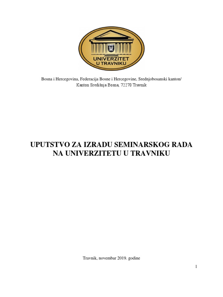 Uputstvo Za Izradu Seminarskog Rada 28.11 | PDF