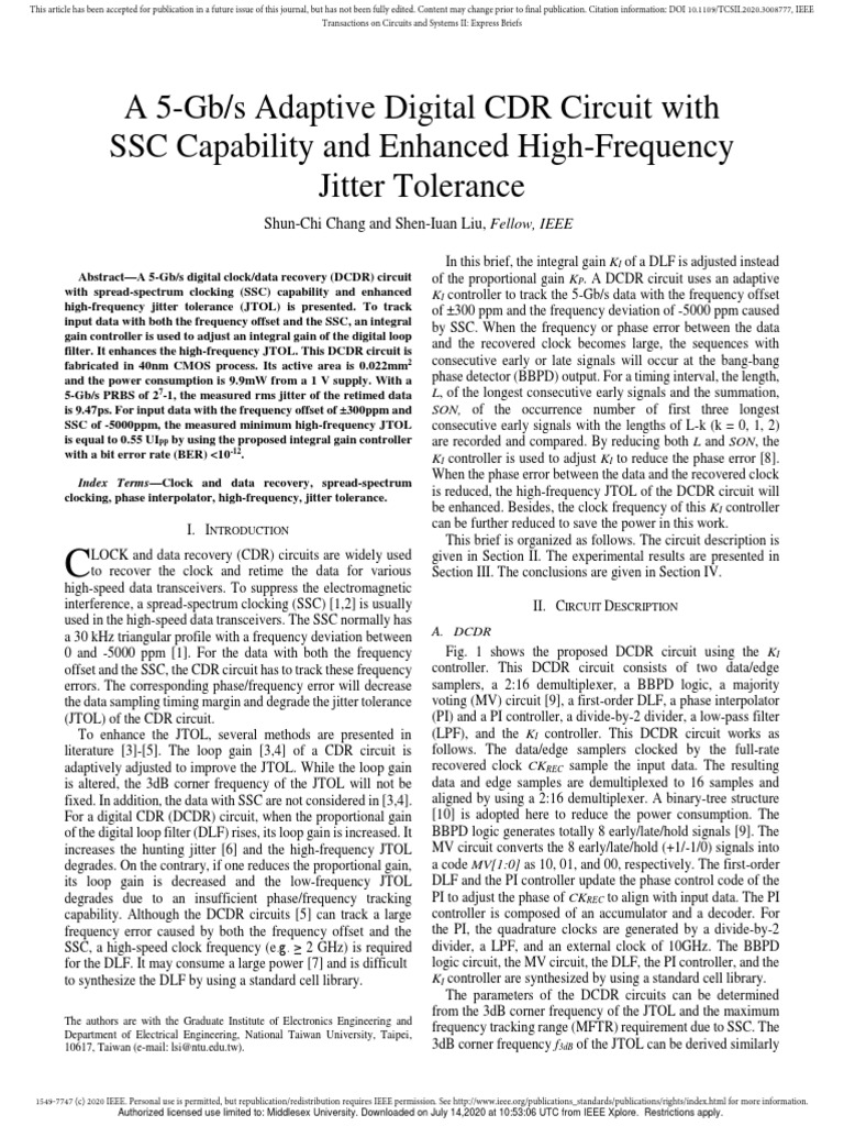 A 5-Gbs Adaptive Digital CDR Circuit With SSC Capability and Enhanced ...