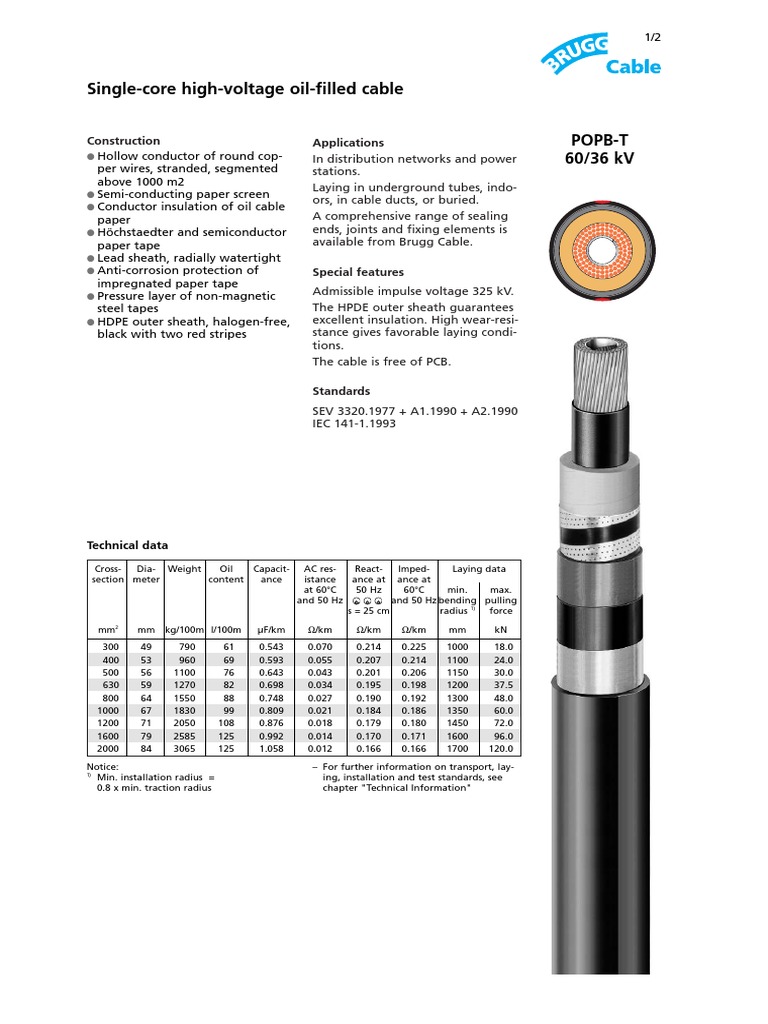 High-Voltage Oil-Filled Cable Specs | PDF