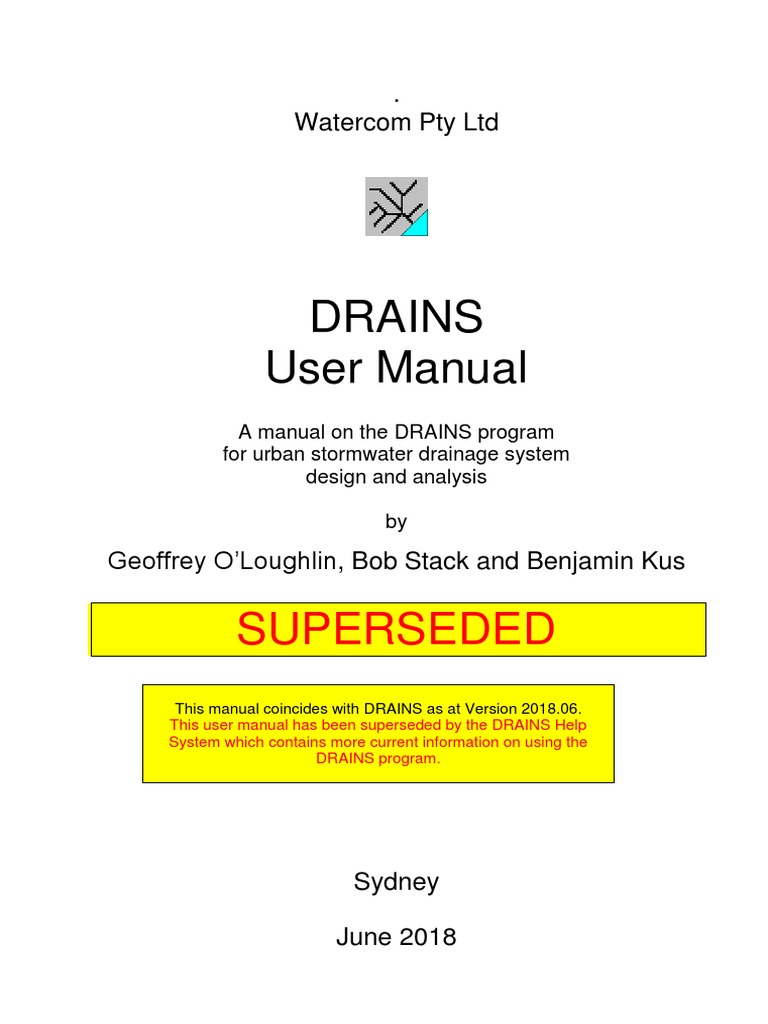 DRAINS User Manual June 2018 (Superseded) PDF | PDF
