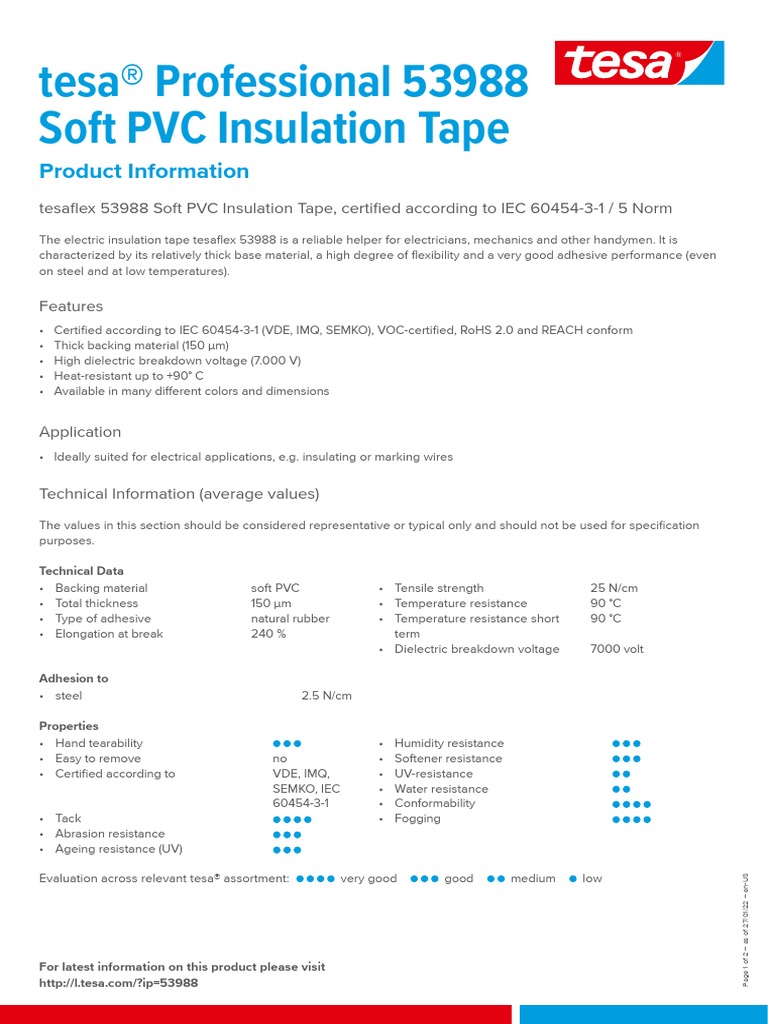 Tesa Professional 53988 Soft PVC Insulation Tape CR en Us PDF | PDF