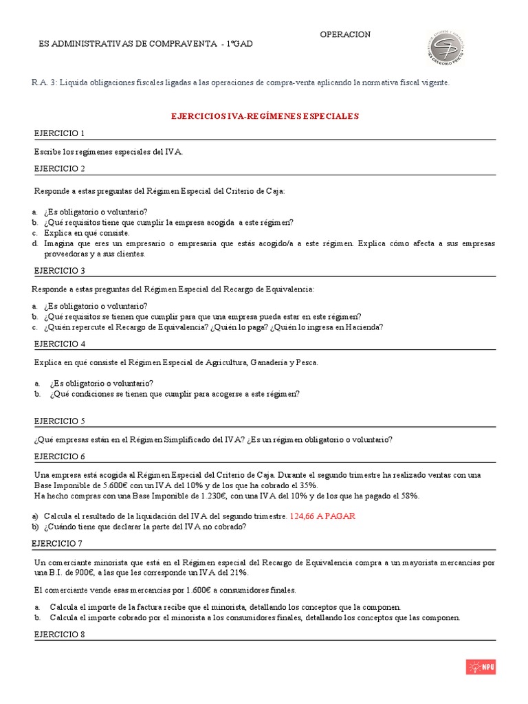 Ejer Iva Reg Especiales | PDF