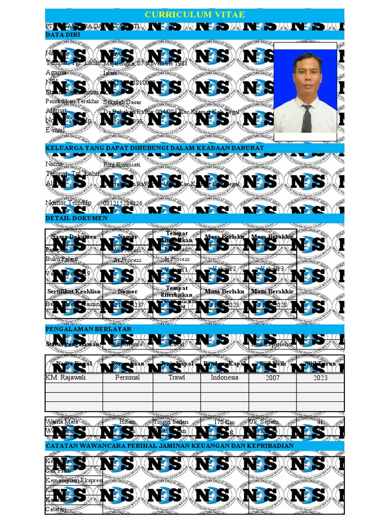 Curriculum Vitae Pelaut Indonesia | PDF