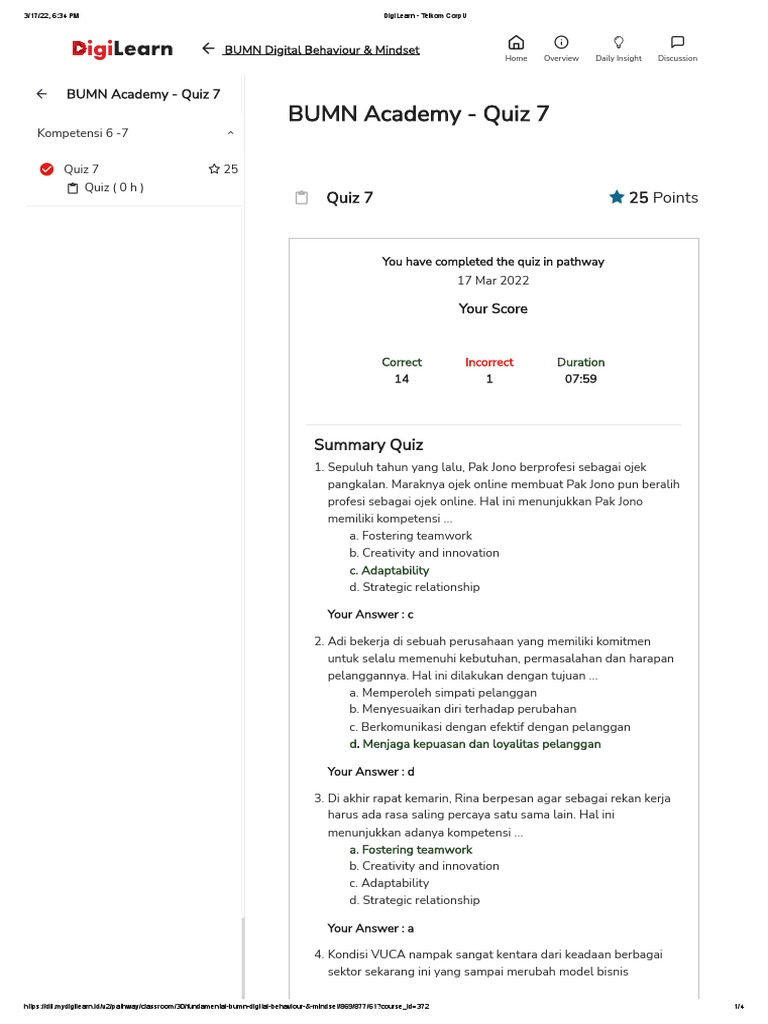 Digital Behaviour Mindset Quiz 7 | PDF