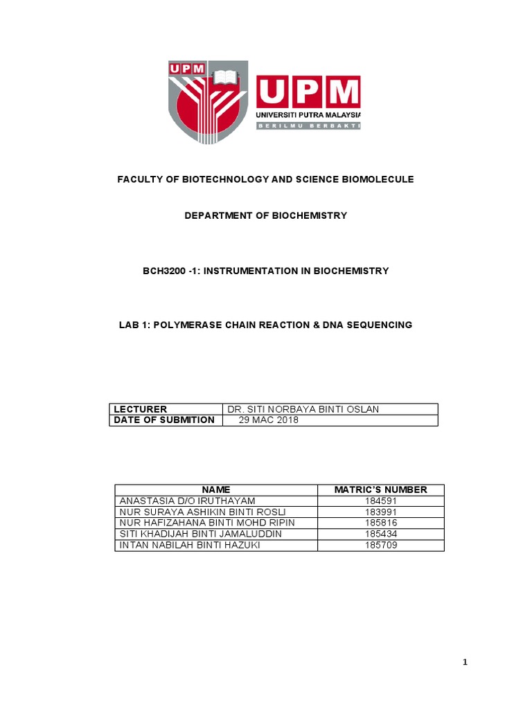 PCR Lab Report | PDF