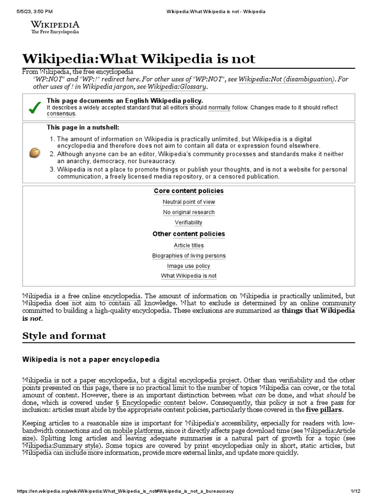 Wikipedia - What Wikipedia Is Not - Wikipedia PDF | PDF | Wikipedia ...