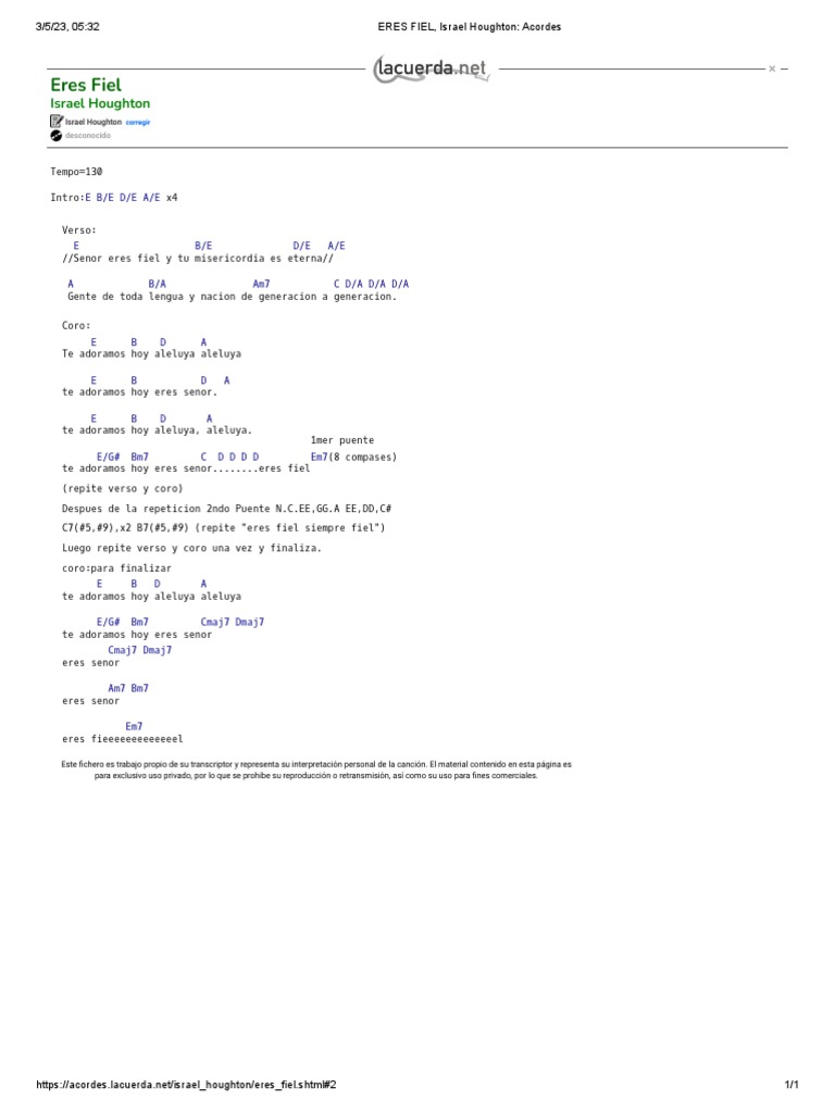 ERES FIEL, Israel Houghton - Acordes | PDF