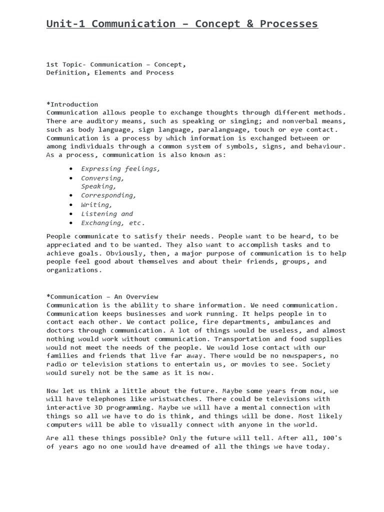 Unit 1 - CCP | PDF | Communication | Nonverbal Communication