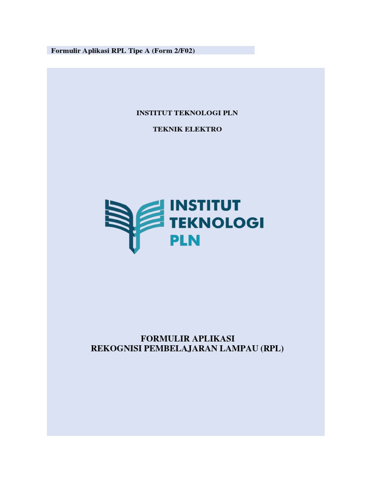 FO2 - ELEKTRO - Formulir - Aplikasi - RPL - Tipe - A - ITPLN - (Form - 2 - F02) Setiyo Mukti Al ...