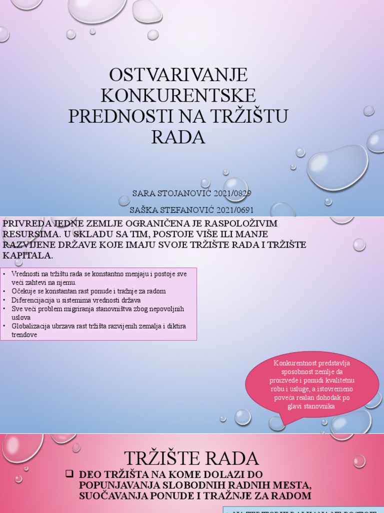 Ostvarivanje Konkurentske Prednosti Na Tržištu Rada | PDF
