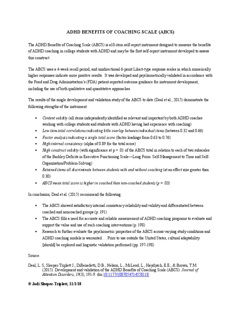 ABCS Scale - Instructions 11.18 PDF | PDF | Validity (Statistics ...