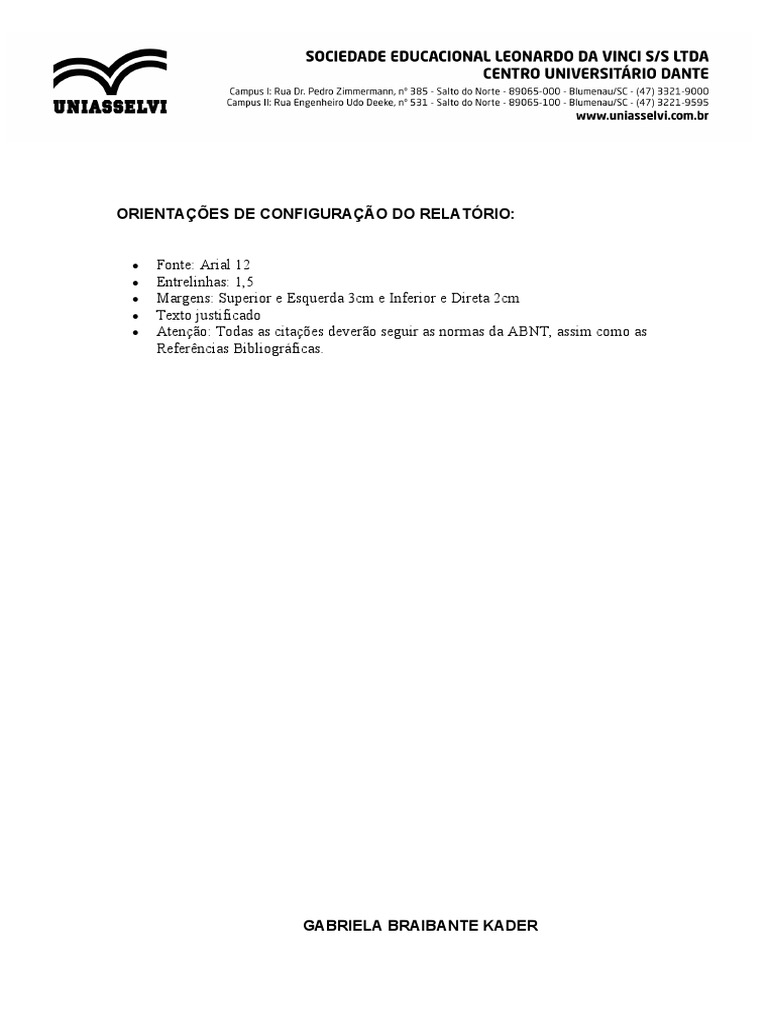 Modelo de Relatório - Básico V | PDF