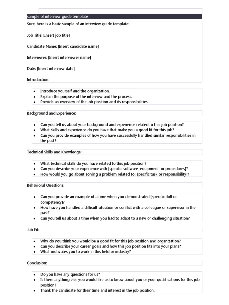 Interview Guide Template | PDF