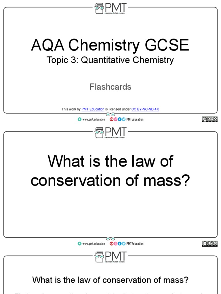 Flashcards - Topic 03 Quantitative Chemistry - AQA Chemistry GCSE PDF | PDF