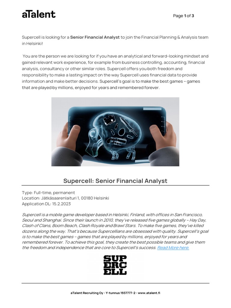 2023 2 Supercell Financial Analyst Job Ad | PDF | Finance & Money ...