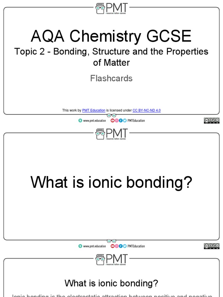 AQA GCSE Chemistry Flashcards on Bonding, Structure and Properties of ...