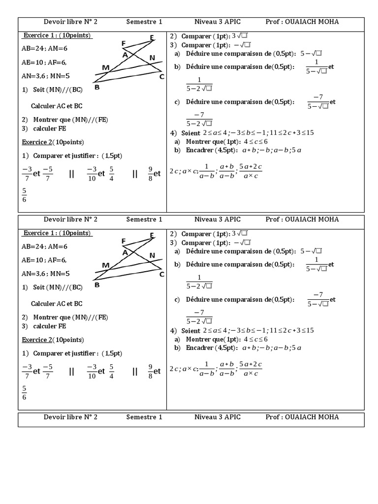 Devoir Libre 2 3APIC | PDF | Méthodes et références pédagogiques