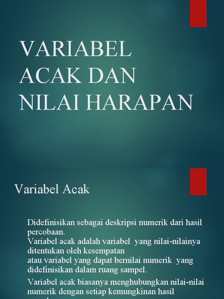 Variabel Acak dan Nilai Harapan | PDF | Metode & Bahan Ajar