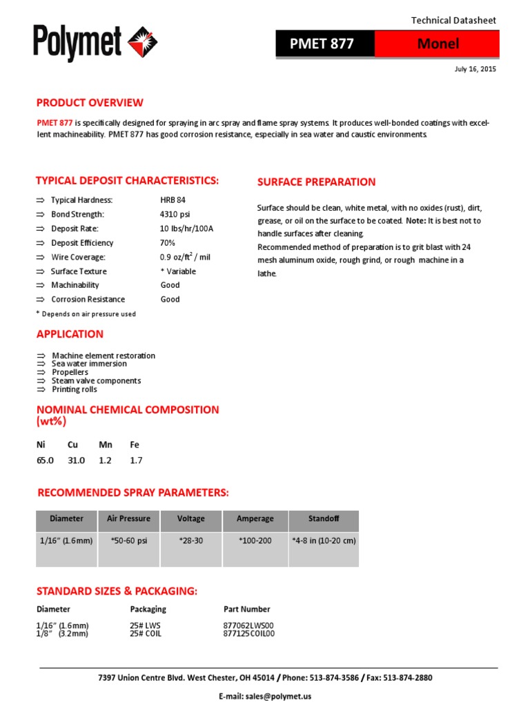 Polymet PMET 877-Monel | PDF