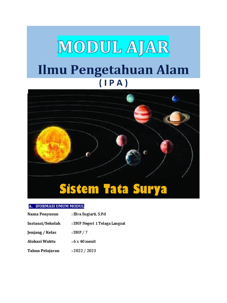 Modul Ajar IPA Kls 7 Genap-Bumi Dan Tata Surya PDF | PDF