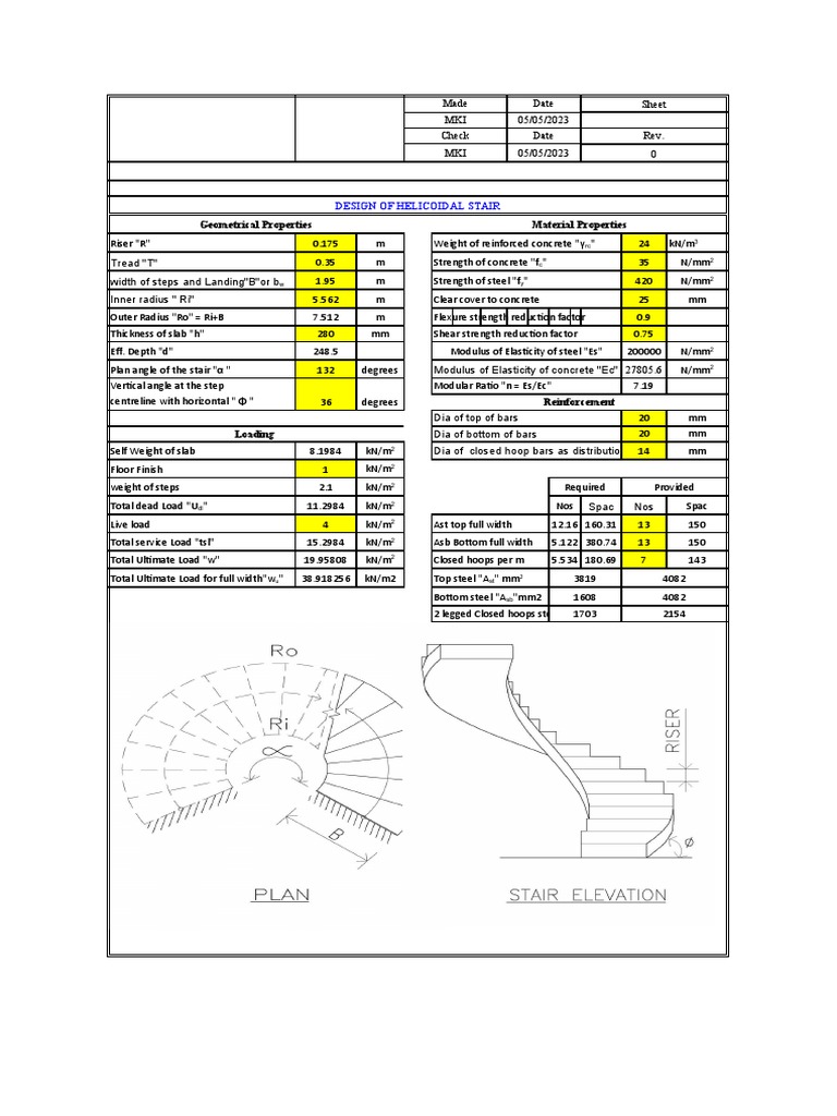Helicoidal Stair Design Calculations | PDF