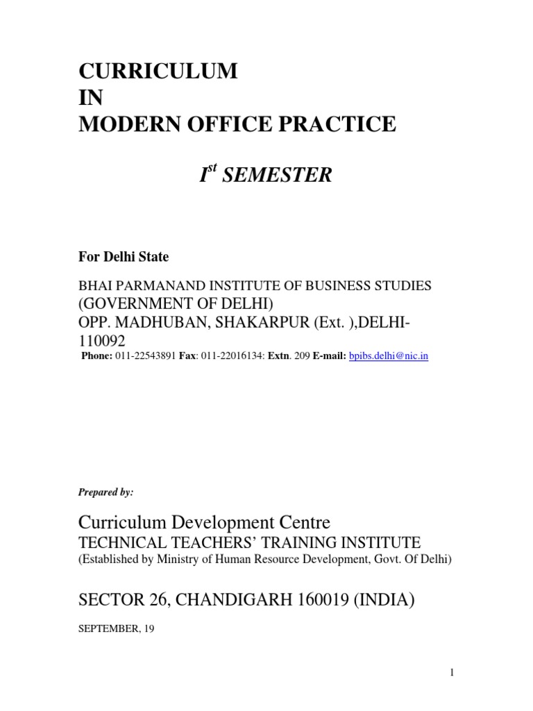 Modern Office Practice Curriculum PDF | PDF