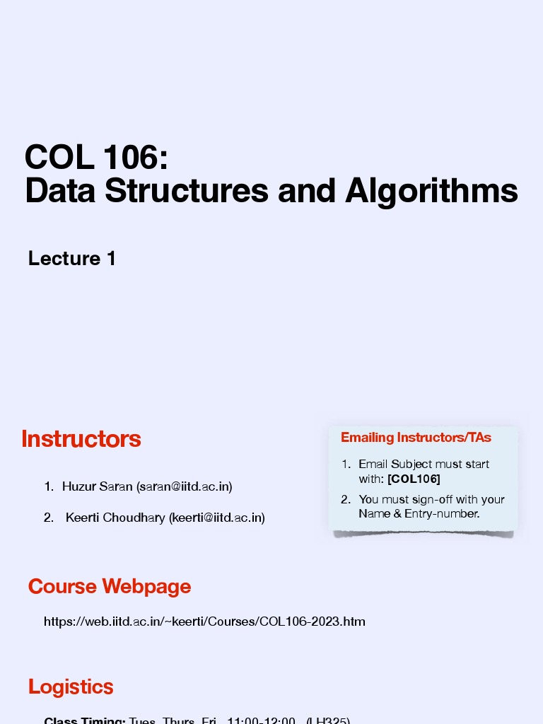COL106 Lec1-11 PDF | PDF