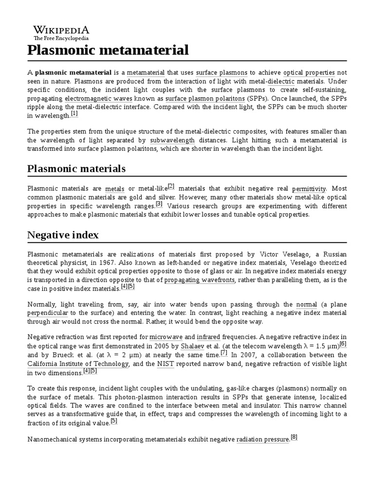 Plasmonic Metamaterial PDF | PDF | Condensed Matter Physics | Chemistry