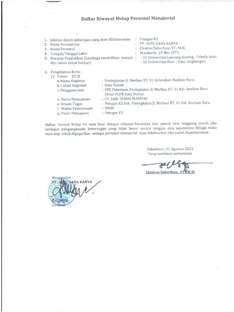 Dafter Riwayat Hidup Personel | PDF