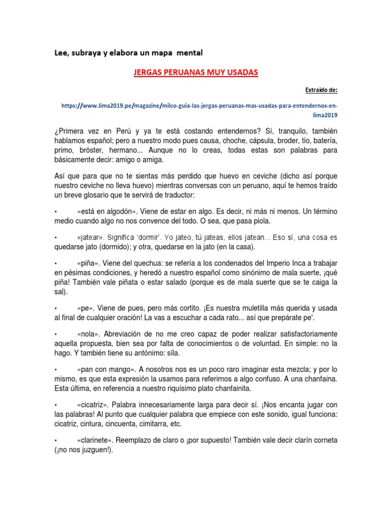 Jergas Peruanas Muy Usadas PDF | PDF