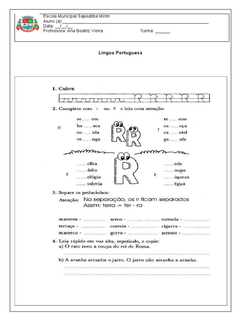Atividade Sobre R Ou RR | PDF