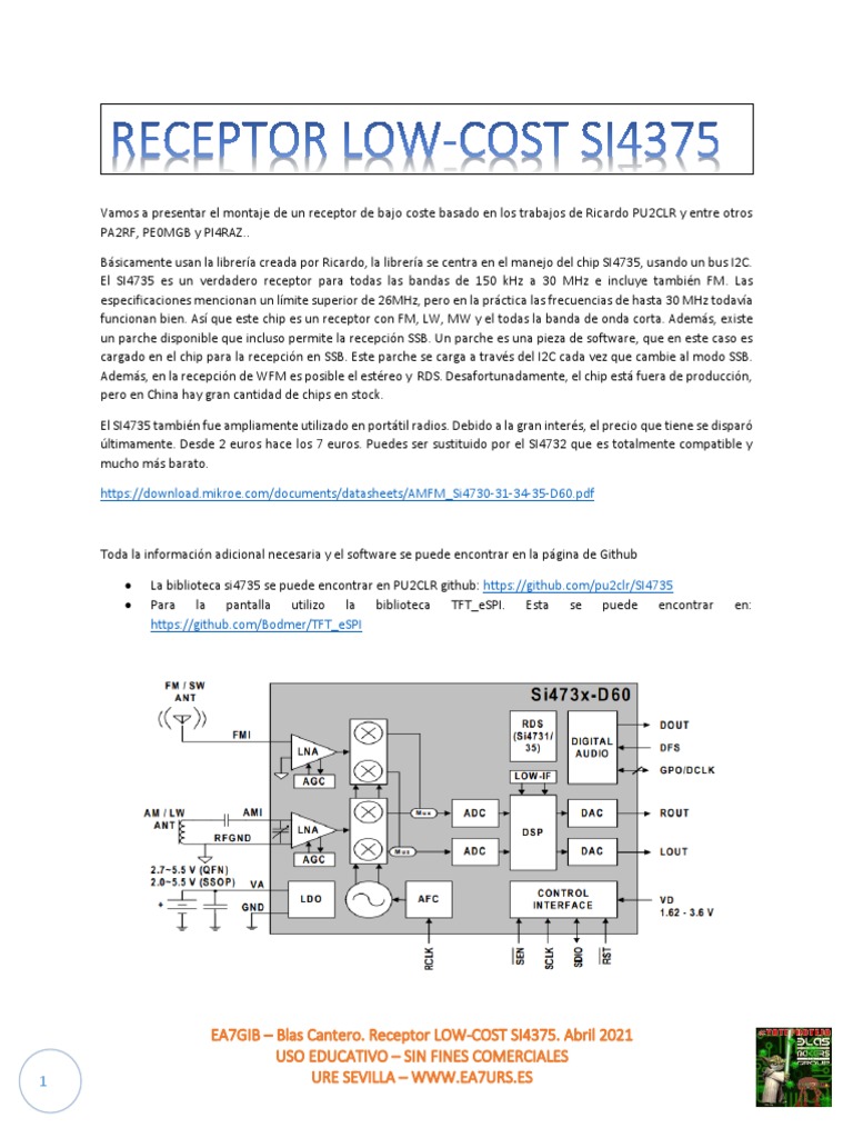 Receptor Si4735 PDF | PDF | Circuito integrado | Bienes manufacturados