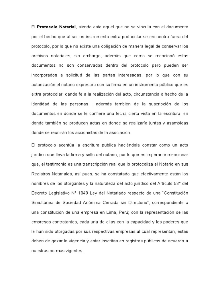 El Protocolo Notarial | PDF