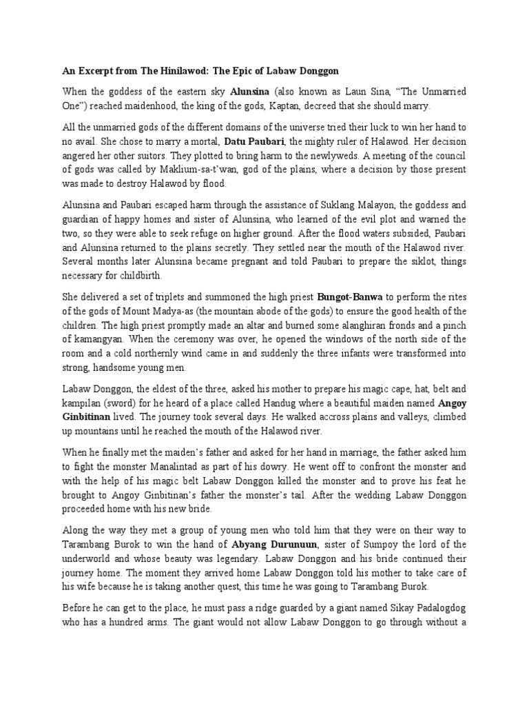 Epic of Labaw Donggon: A Hero's Quest | PDF | Folklore