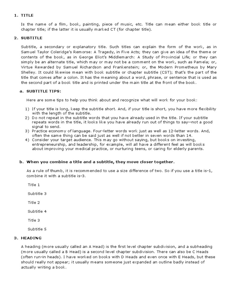 Titles, Subtitles, and Headings Explained | PDF | Orange (Fruit) | Apple