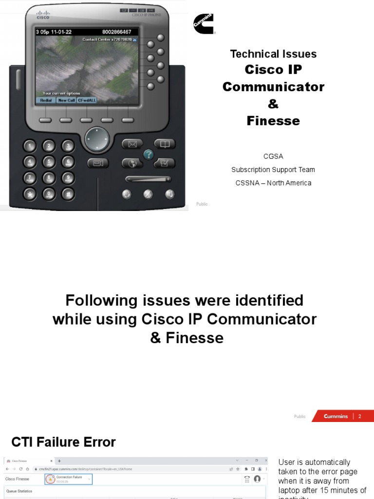 Technical Issues With Cisco IP Communicator & Finesse | PDF