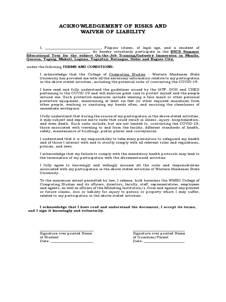 Student Waiver (Updated) PDF | PDF