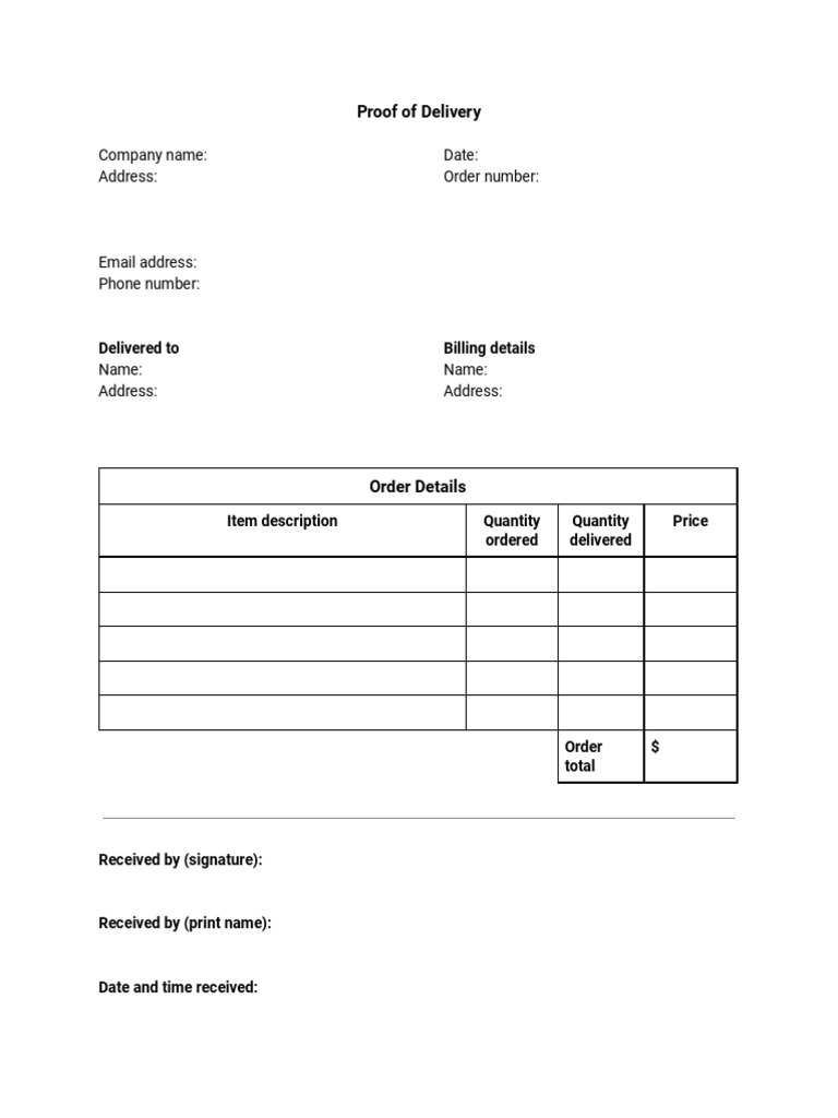 Proof of Delivery PDF | PDF