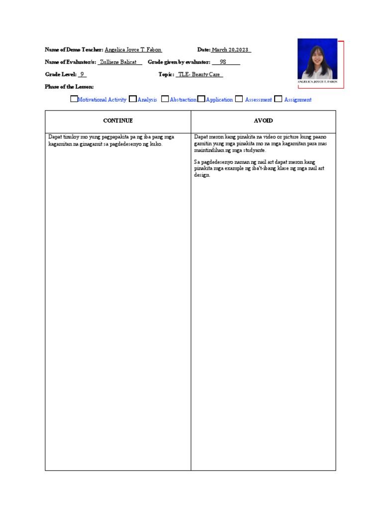 Eval 2 Continue Avoid 1 | PDF