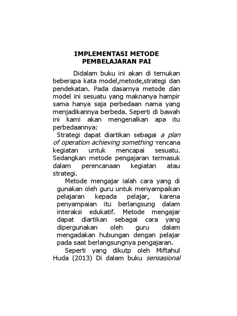 (Mia) Implementasi Metode Pembelajaran Pai | PDF