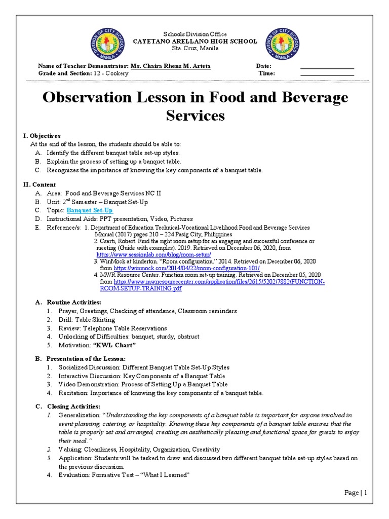 Banquet Table Set-Up Training Guide | PDF