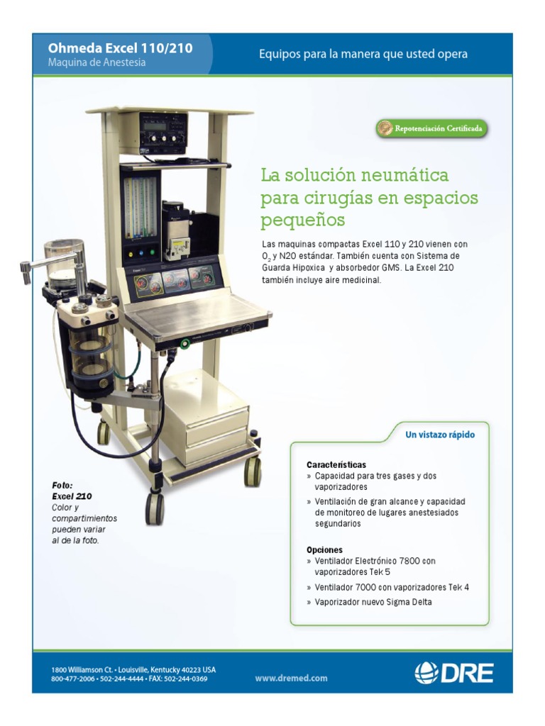 Maquinas de Anestesia Ohmeda Excel 110/210 | PDF
