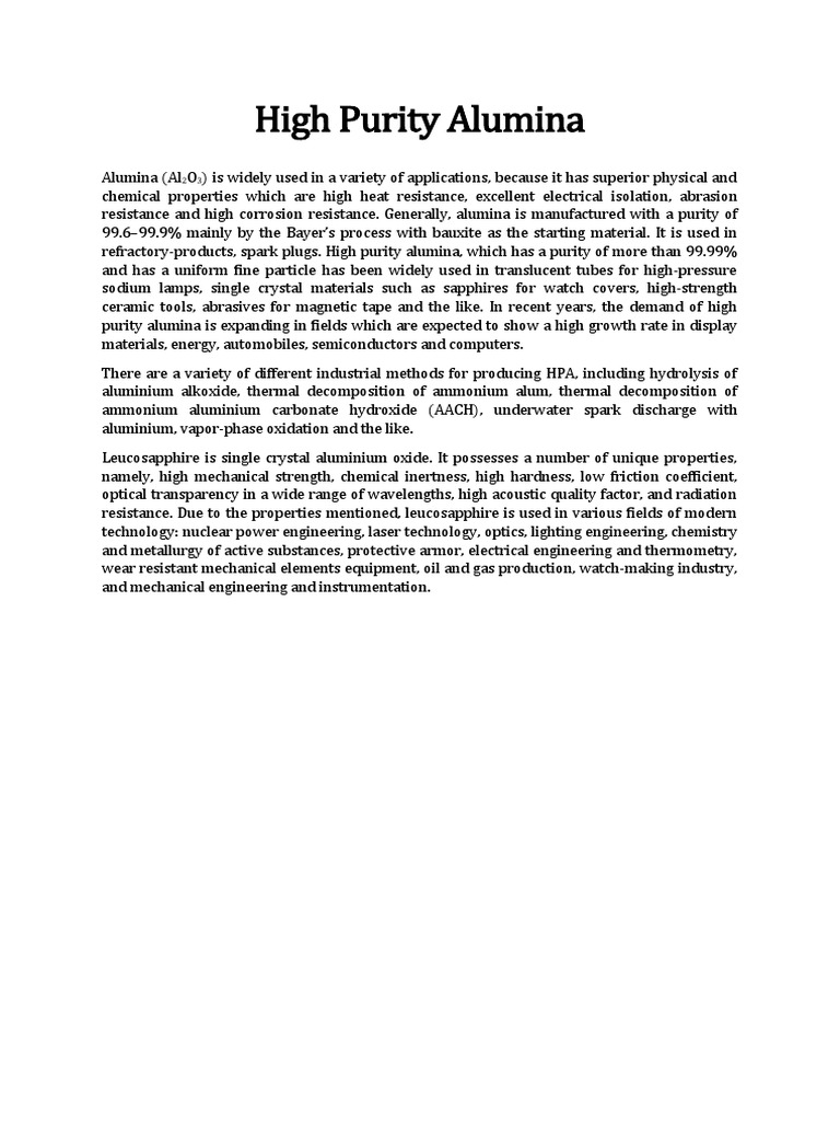 High Purity Alumina | PDF