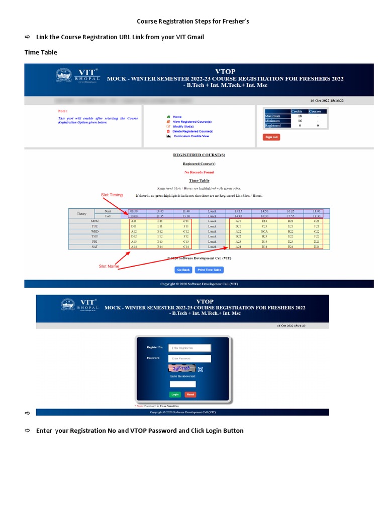 Course Registration Steps For Fresher | PDF