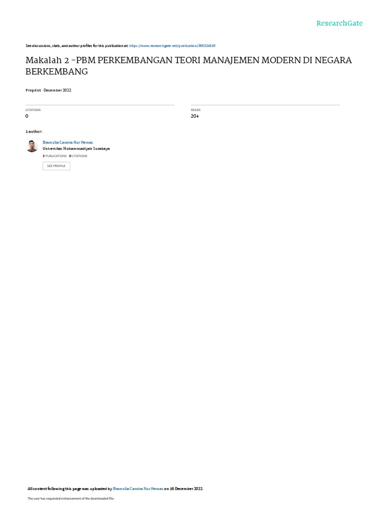 PBM Ak1A 03 PerkembanganTeoriManajemendiNegaraBerkembang PDF | PDF