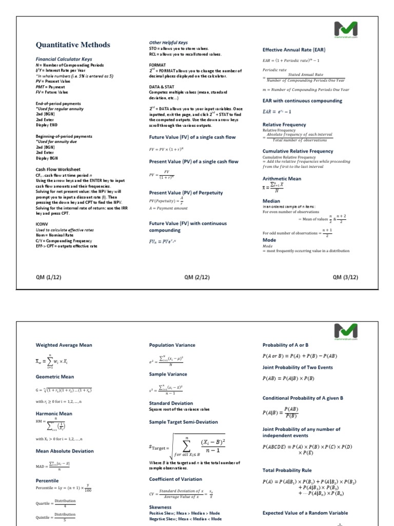 Level 1 2022 Formula Sheet | PDF